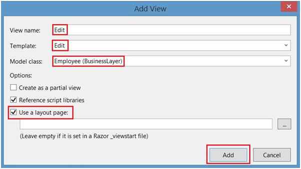 CRUD Operations in MVC Using Business Layer and Scaffolding